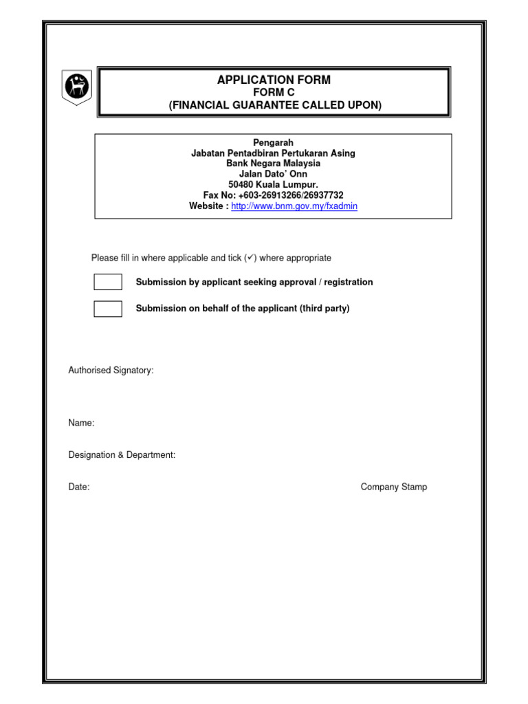 Application for Financial Guarantee Form | PDF | Debt | Loans