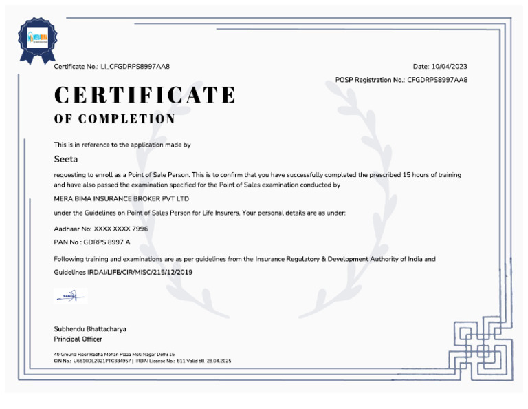 Li Training Certificate | PDF