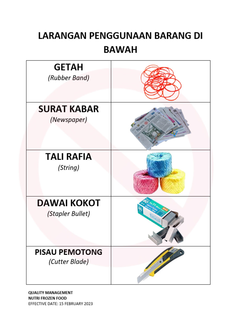 Larangan Penggunaan Barang Di Bawah | PDF | Science & Mathematics