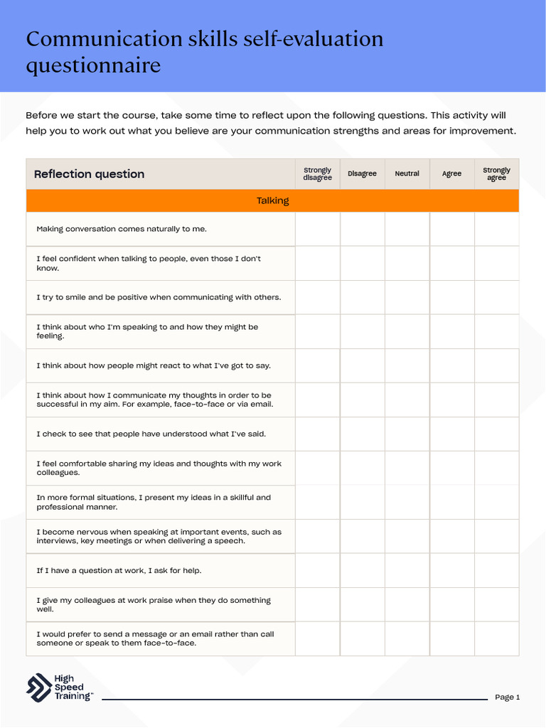 Communication Self-Eval | PDF
