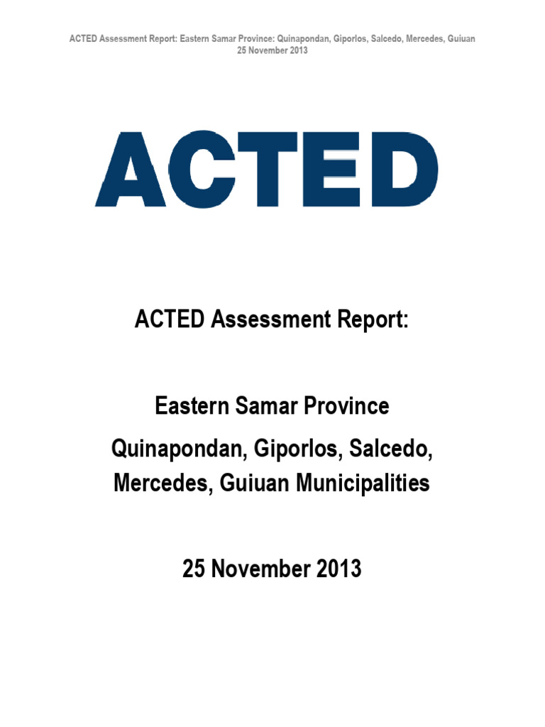ACTED Assessment Report - Eastern Samar - FINAL - 25nov2013 | PDF