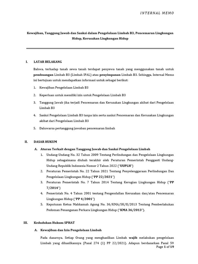 ORS Memo Kewajiban, Tanggung Jawb, Dan Sanksi Pengelolaan Limbah B3 | PDF ORS Memo Kewajiban, Tanggung Jawb, Dan Sanksi Pengelolaan Limbah B3 | PDF