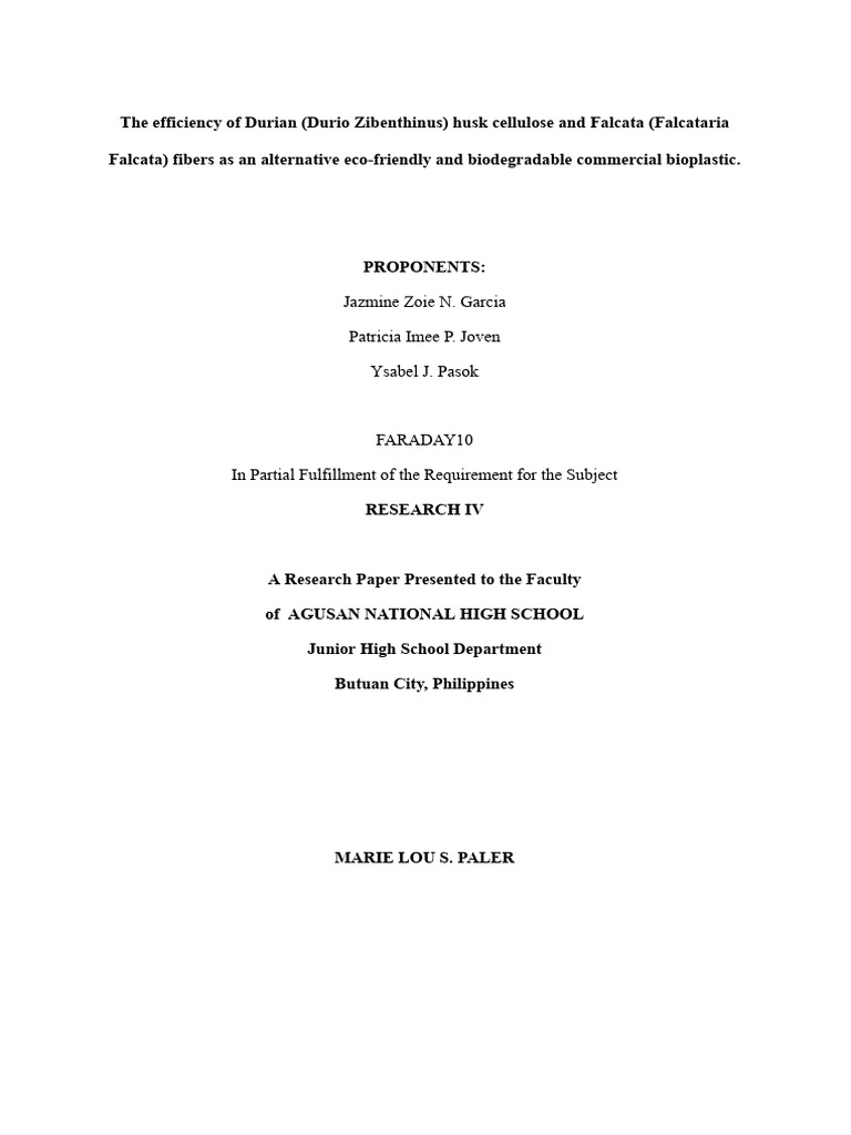 RESEARCH IV (Proposal) | PDF | Biodegradation | Plastic