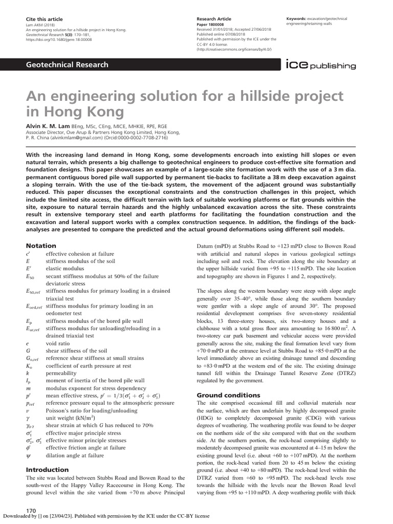An Engineering Solution For A Hillside Projectin Hong Kong | PDF | Deep Foundation ...