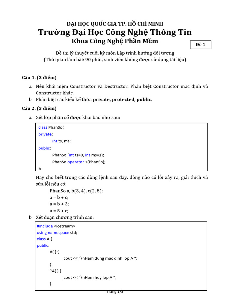 De Thi LT Oop Hk2 2013-2014 | PDF