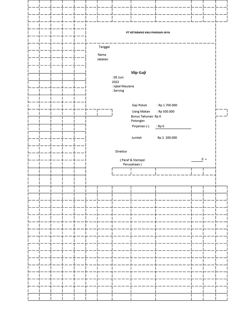 Contoh Slip Gaji Sederhana Manual | PDF