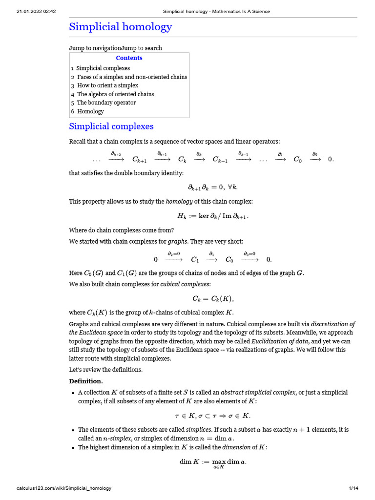 Simplicial Homology - Mathematics Is A Sciencedd | PDF | Mathematical ...