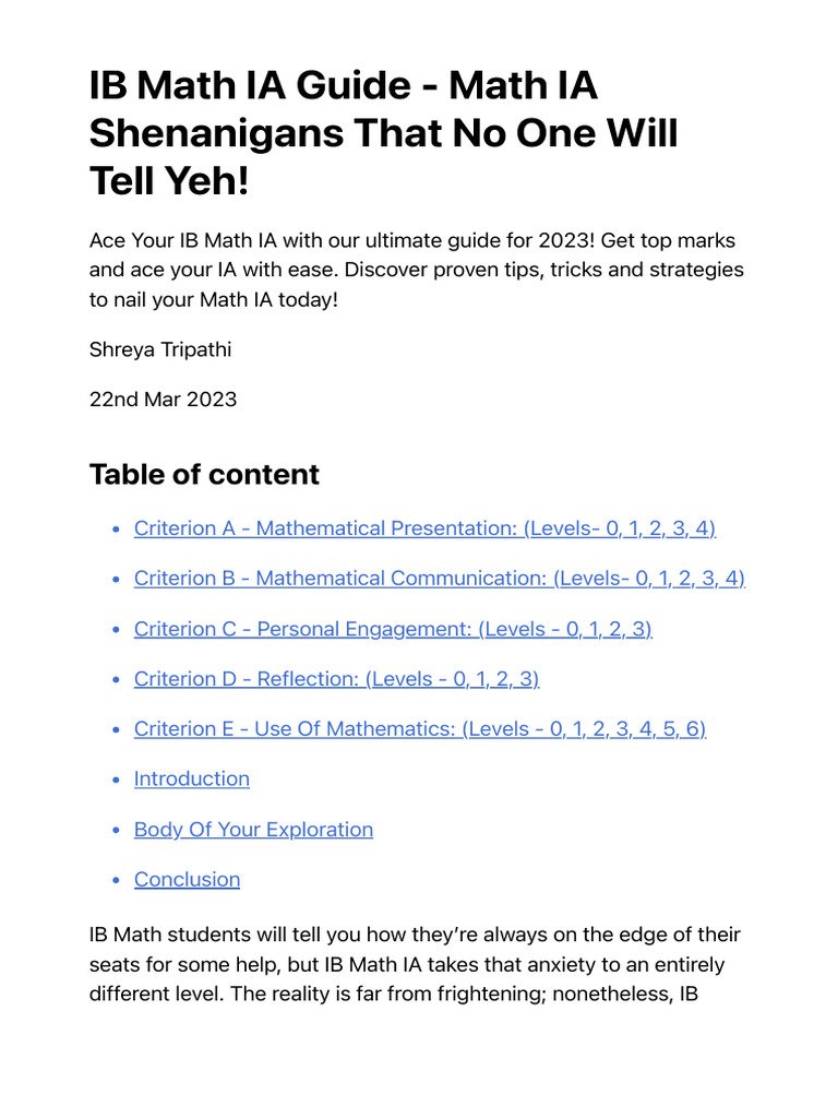 Math IA Guide | PDF | Mathematics | Science