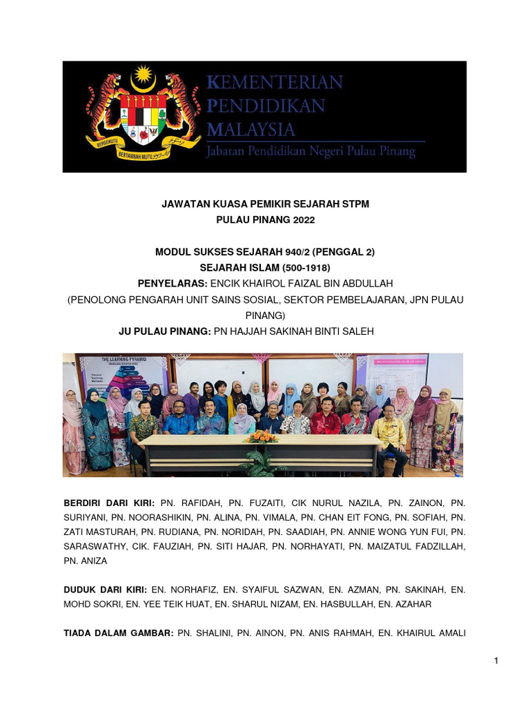 Modul Pemikir Sejarah Islam Penang 2022 | PDF