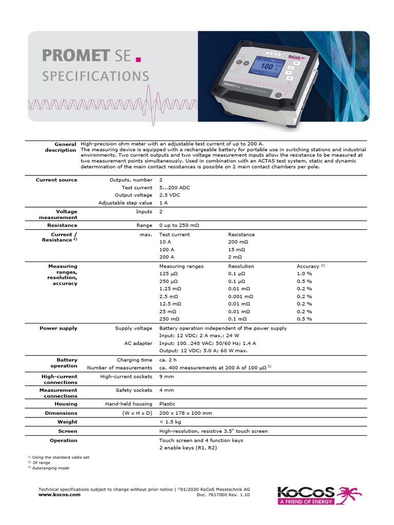 DB - Promet Se - 012020 - Eng | PDF | Power Supply | Metrology