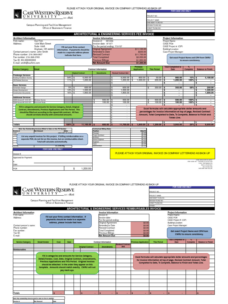 Architect Invoice for Cedar Avenue Project | PDF | Economies | Business