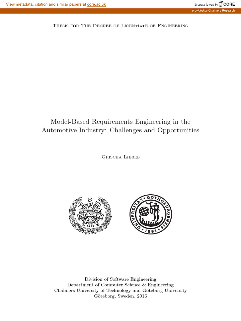 Model-Based Requirements Engineering in The Automotive Industry - Challenges and Opportunities ...