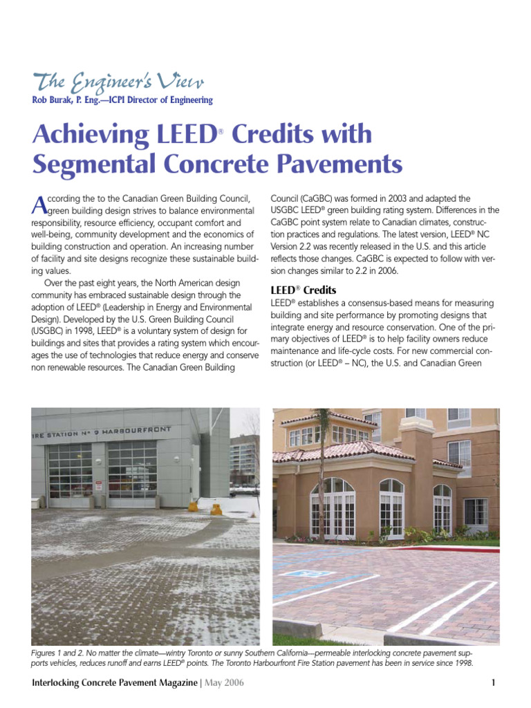 LEED® Segmential Concrete Pavements Part 1 | PDF | Stormwater | Surface ...