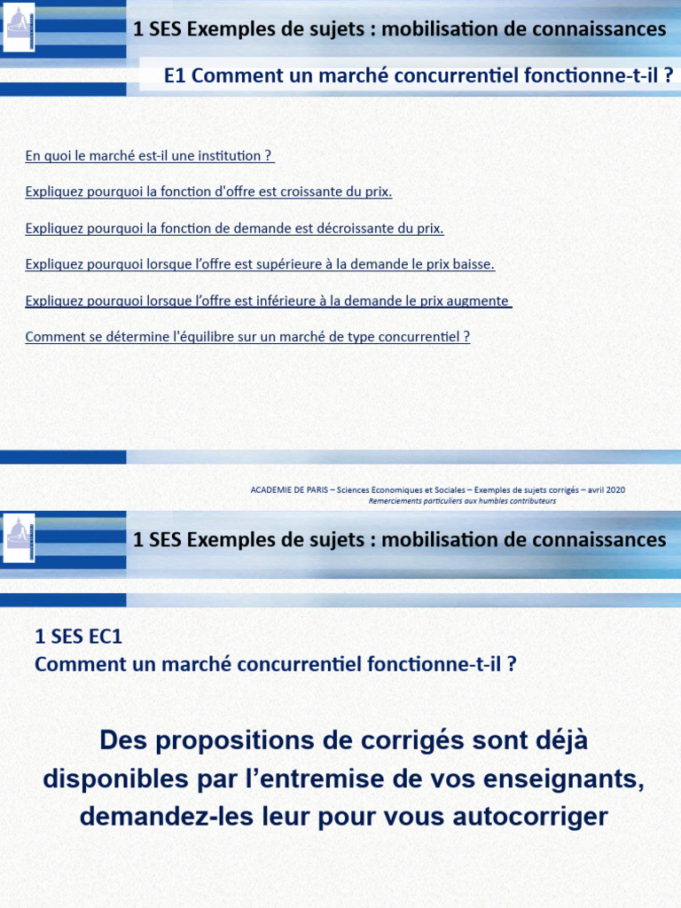 1ses Sujets E3c Ec1 E1 Eleves | PDF