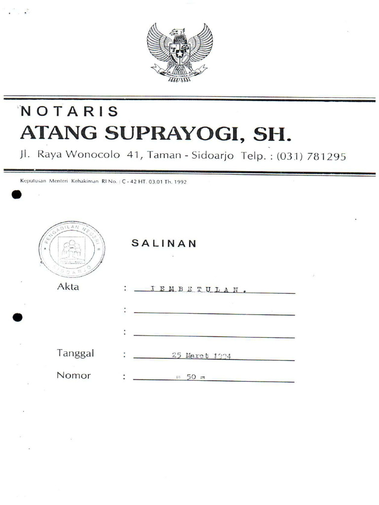 Atang Suprayogi, SH.: Notaris | PDF