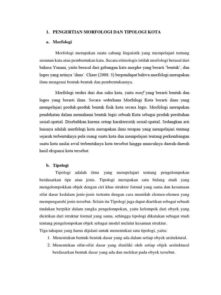 Morfologi dan Tipologi Kota: Panduan Lengkap | PDF