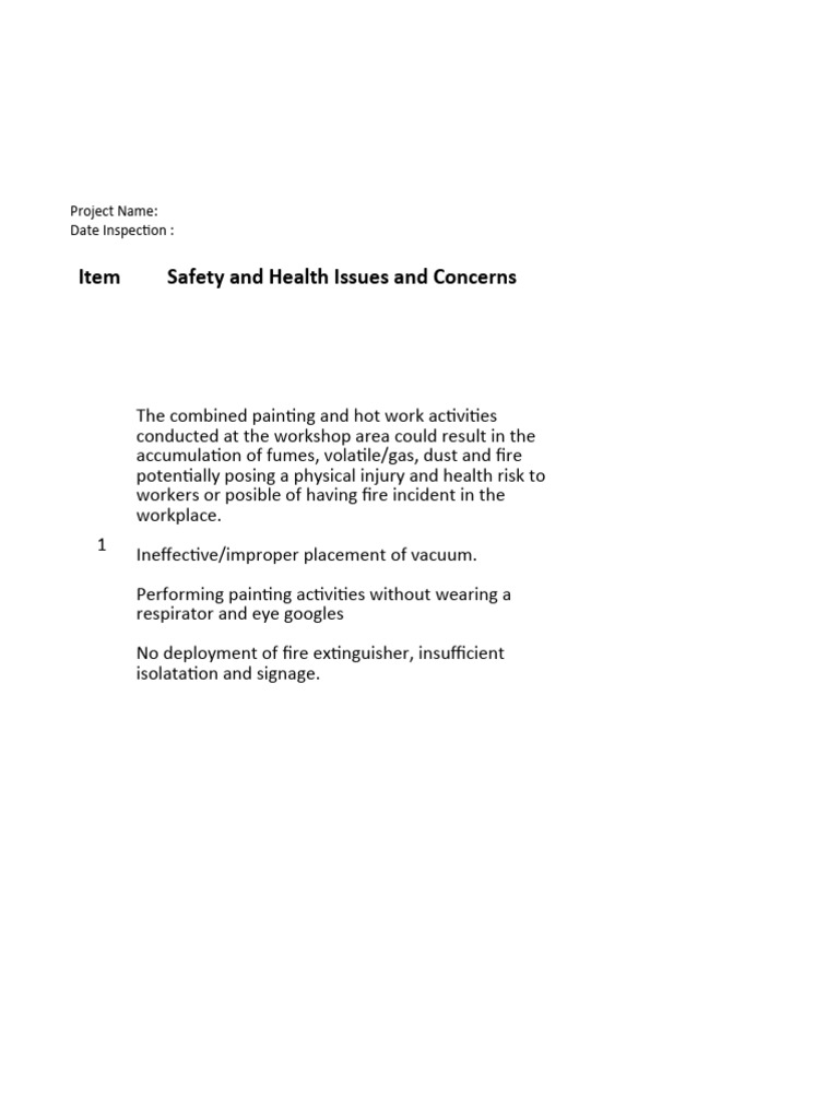 Safety Inspection Report (Template) - REFERENCE | PDF