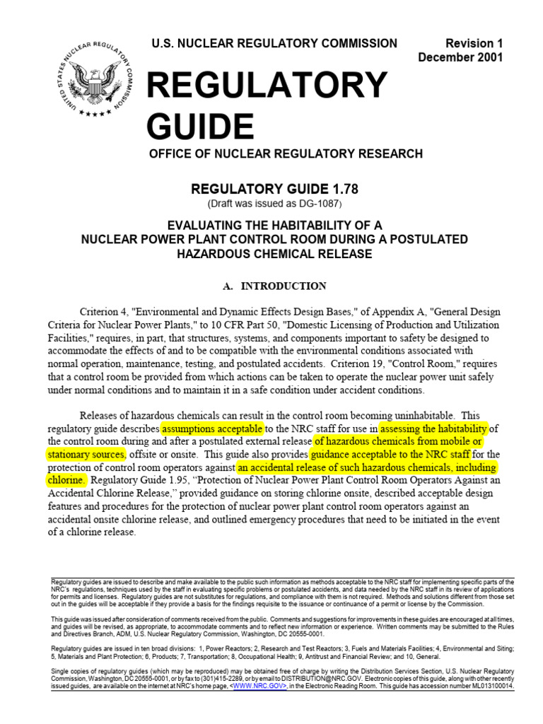 Usnrc 1.78 | PDF | Nuclear Regulatory Commission | Risk