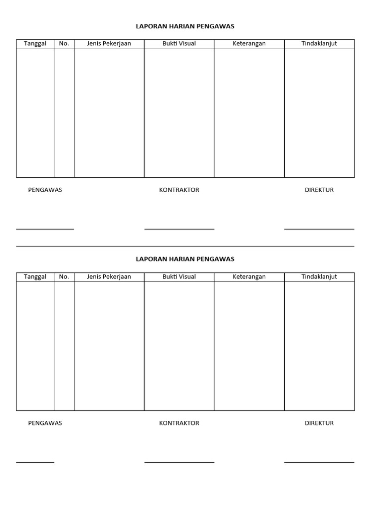 02 Laporan Harian Pengawas | PDF