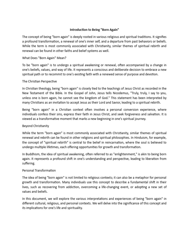 Being Born Again | PDF | Born Again | Spirituality