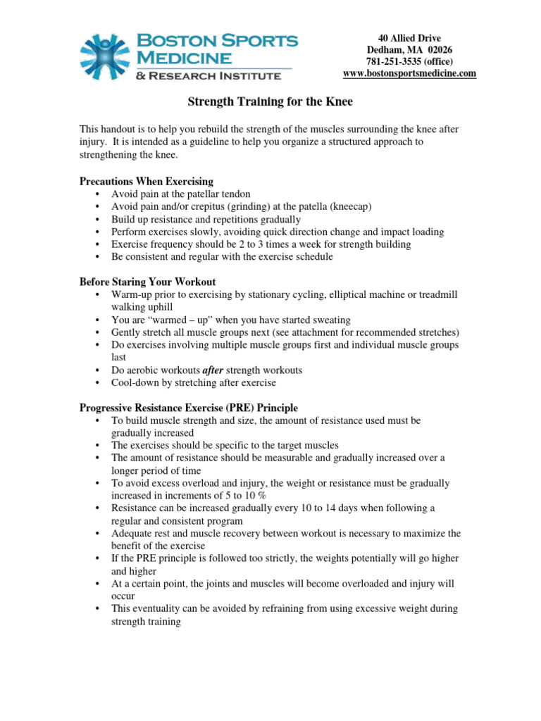 Knee Strength Training | PDF