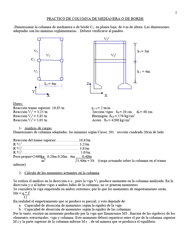 Práctico Columna de Borde o Medianera 3 | PDF | Rigidez | Viga (Estructura)