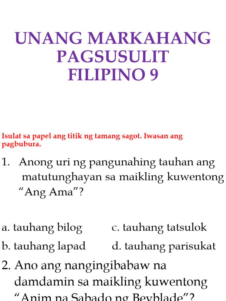 2 FILIPINO-1st-QUARTER-EXAM | PDF