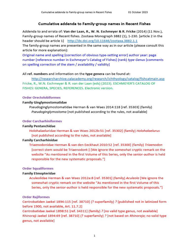 Addendum Family-Group Names 2023-10 | PDF