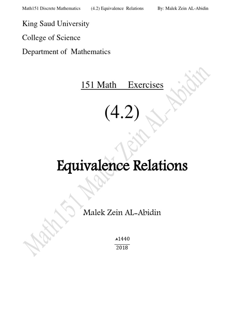 4.2equivalence Relations 0 | PDF | Integer | Rational Number