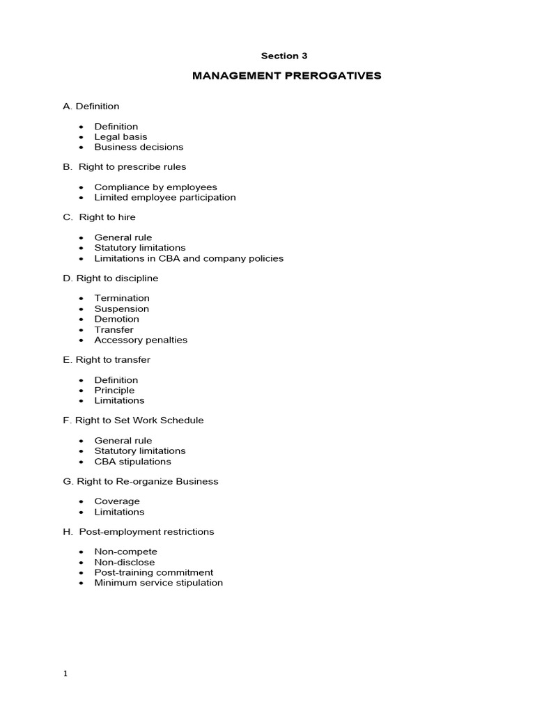 Notes On MGT Prerogatives | PDF | Law