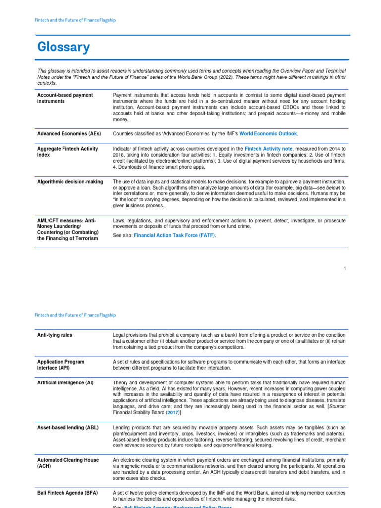 Fintech and The Future of Finance Glossary | PDF | Banks | Payments