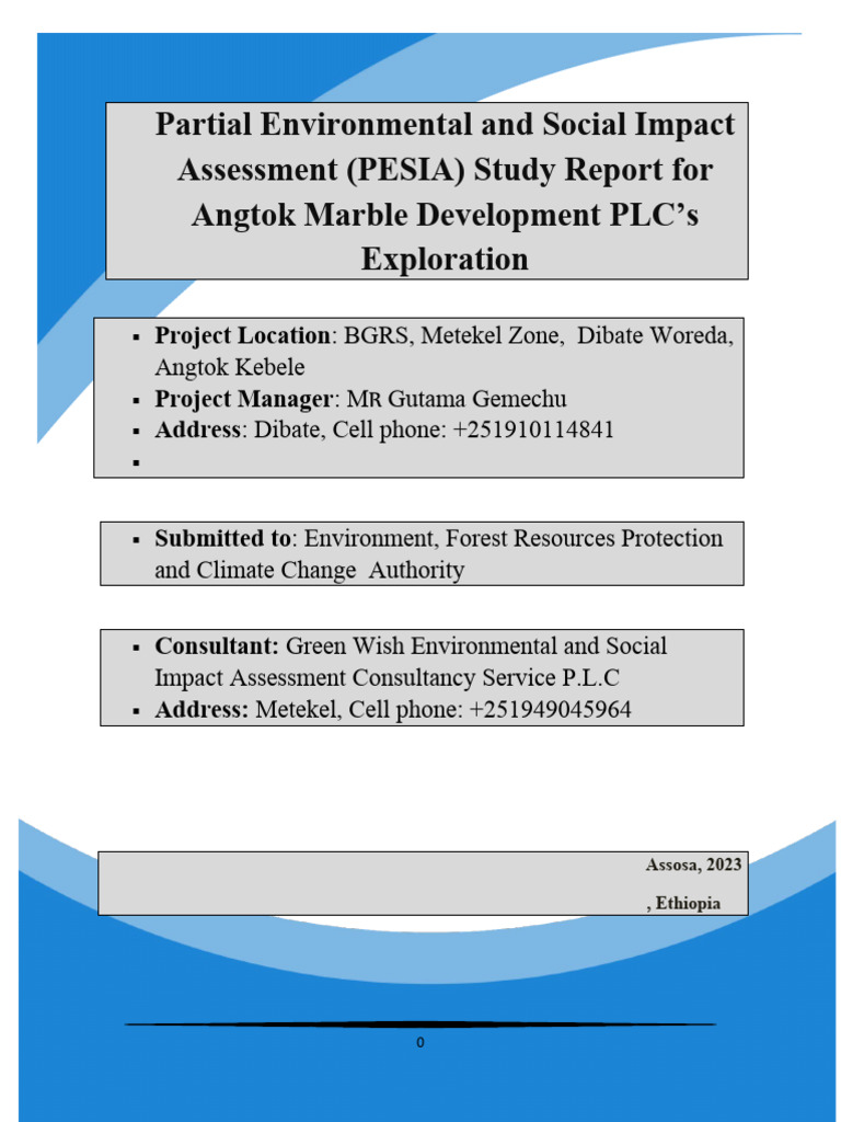 Angtok Marble Exploration ESIA Report Final | PDF | Environmental ...