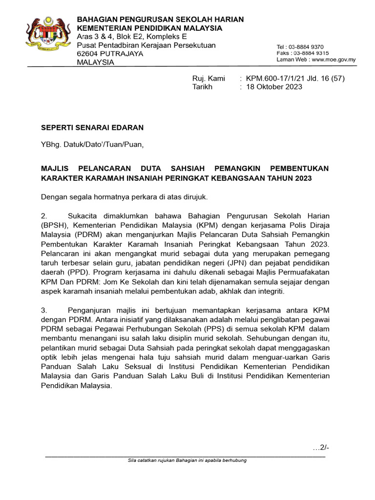 Sekolah MAJLIS PELANCARAN PROGRAM DUTA MADANI SAHSIAH PEMANGKIN PEMBENTUKAN KARAKTER KARAMAH ...