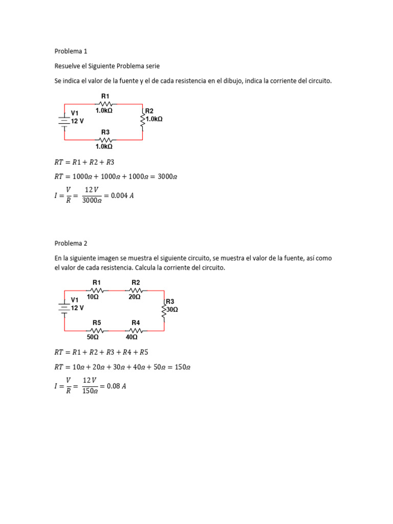 Problemas Circuito SERIE Y PARALELO | PDF | Resistencia Eléctrica y Conductancia | Electromagnetismo