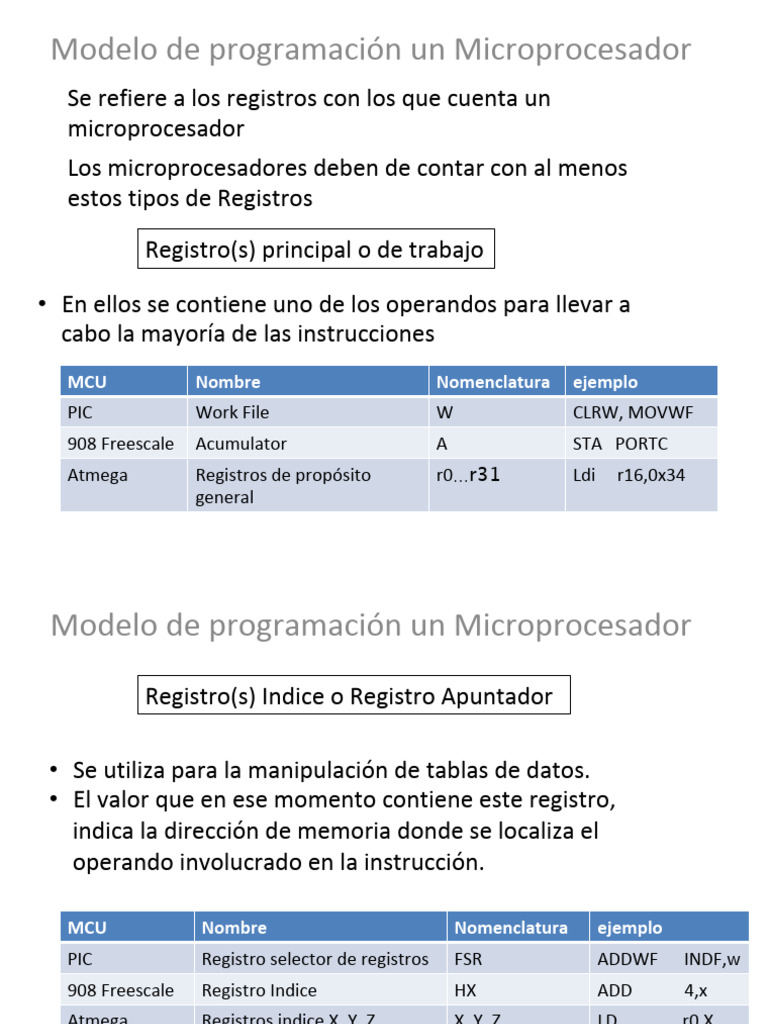 Modelo de Programacion de Un Microprocesador | PDF | Microcontrolador ...