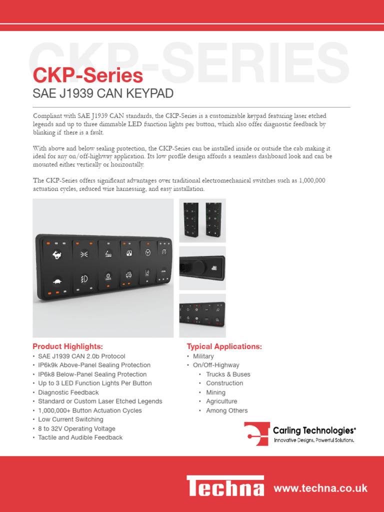 CKP-Series CAN Bus Customizable Keypad - LIN-CAN - Switches | PDF ...