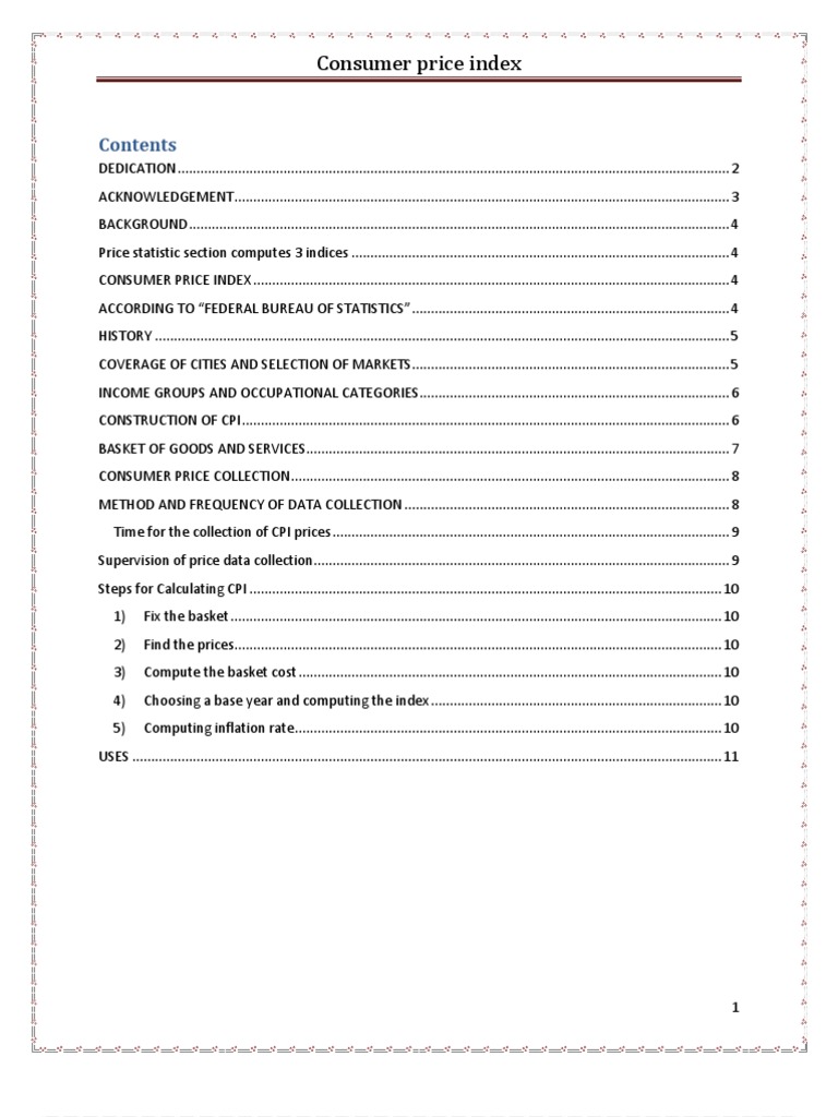 Construction of Consumer Price Index | PDF | Consumer Price Index ...
