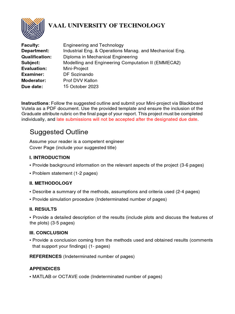 Mini Project EMMECA2 Sem2 2023 | PDF | Numerical Analysis | Acceleration