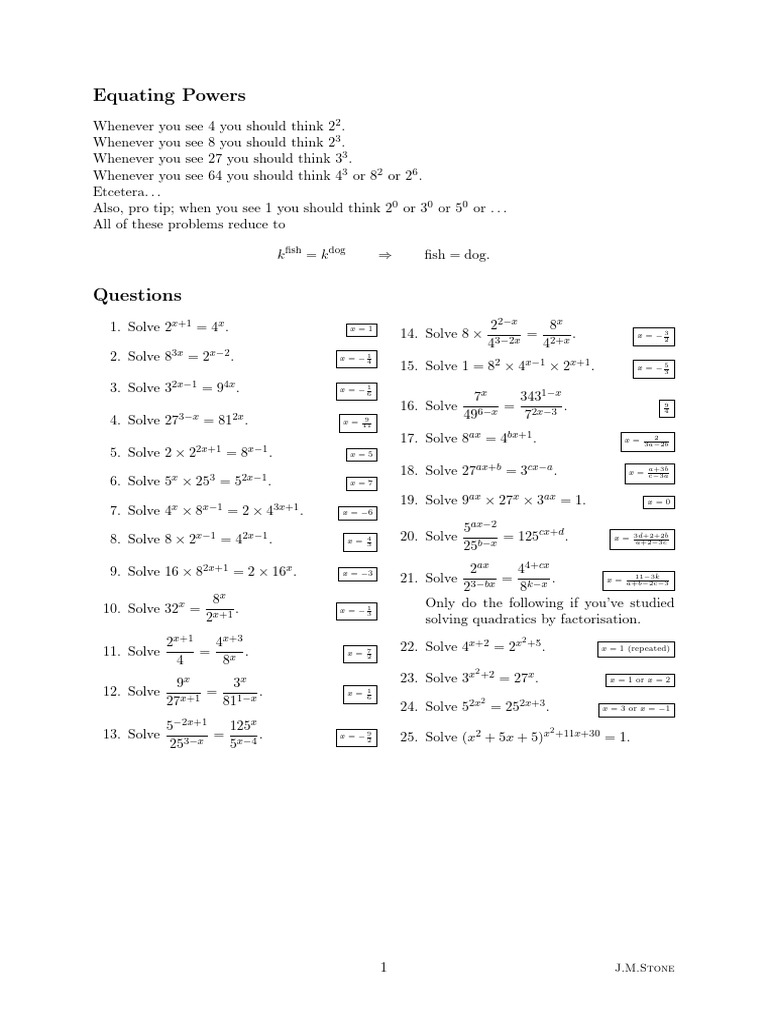 Equating Powers | PDF | Mathematics | Algebra