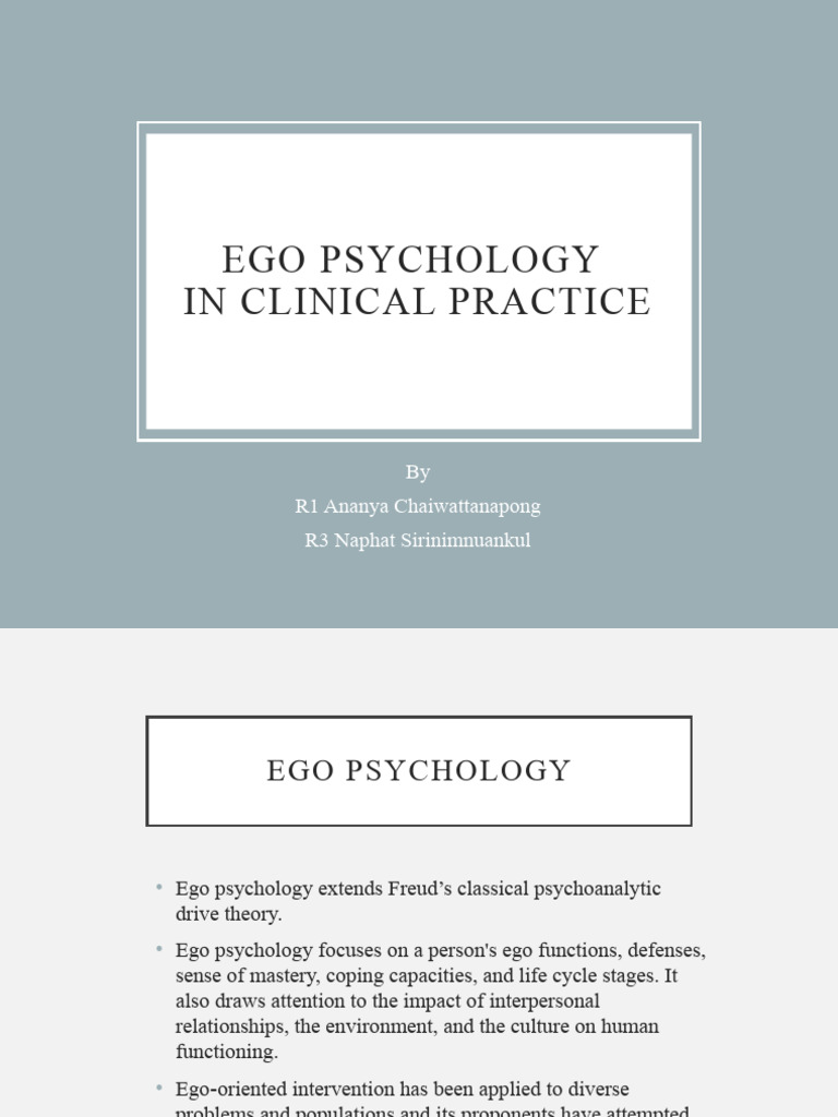 Ego Psychology and Clinical Practice 1-10-63 | PDF | Id | Ego Psychology
