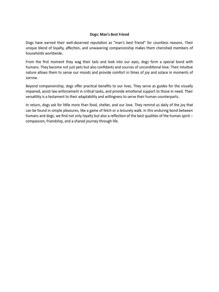 Dogs Mans Best Friend | PDF | Self-Improvement