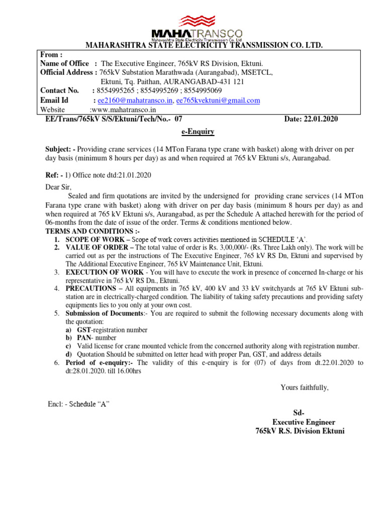 Tender | PDF | Electrical Engineering | Electric Power
