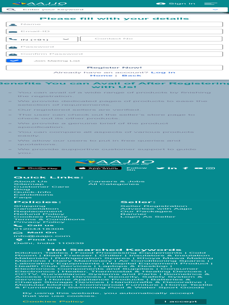 Register With Aajjo - Com Registation & Login | PDF | Http Cookie | Kitchen