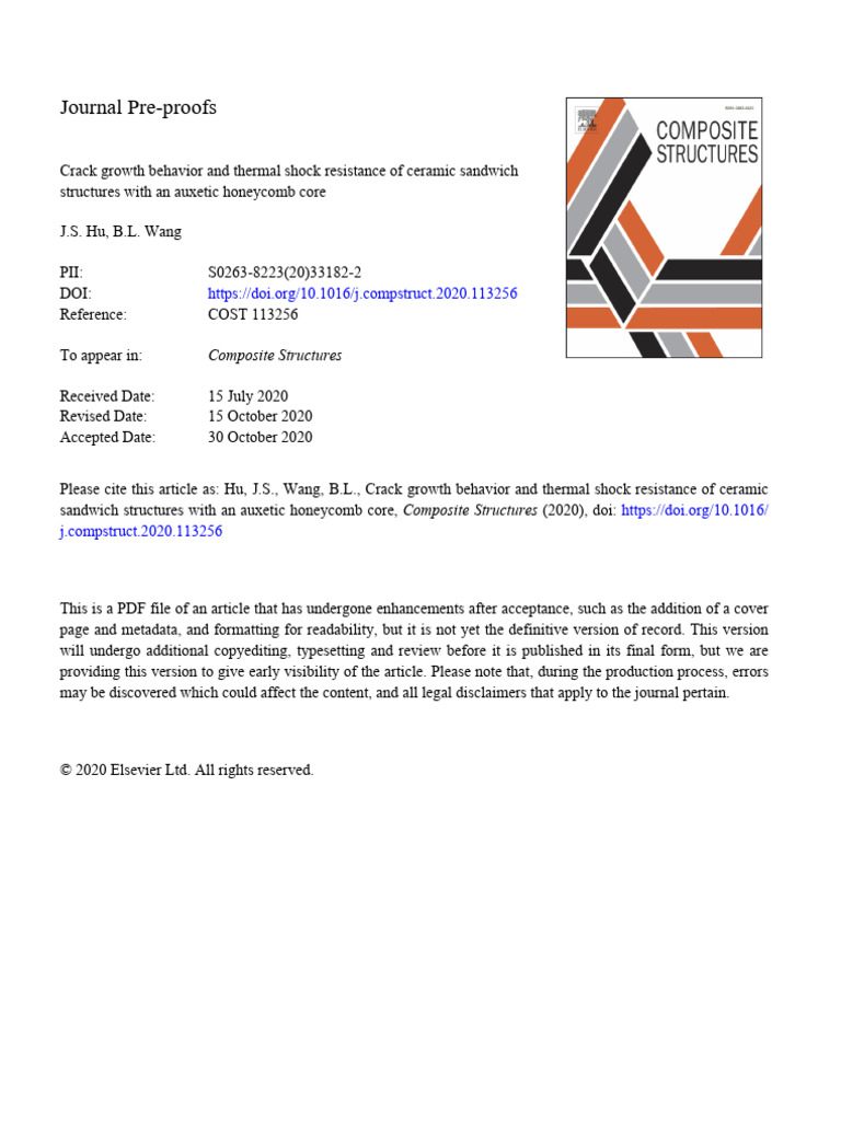 Crack Growth Behavior And Thermal Shock Resistance Of Ceramic Sandwich Structures With An