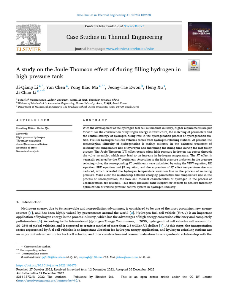2023-Li-A Study On The Joule-Thomson Effect of During Filling Hydrogen ...