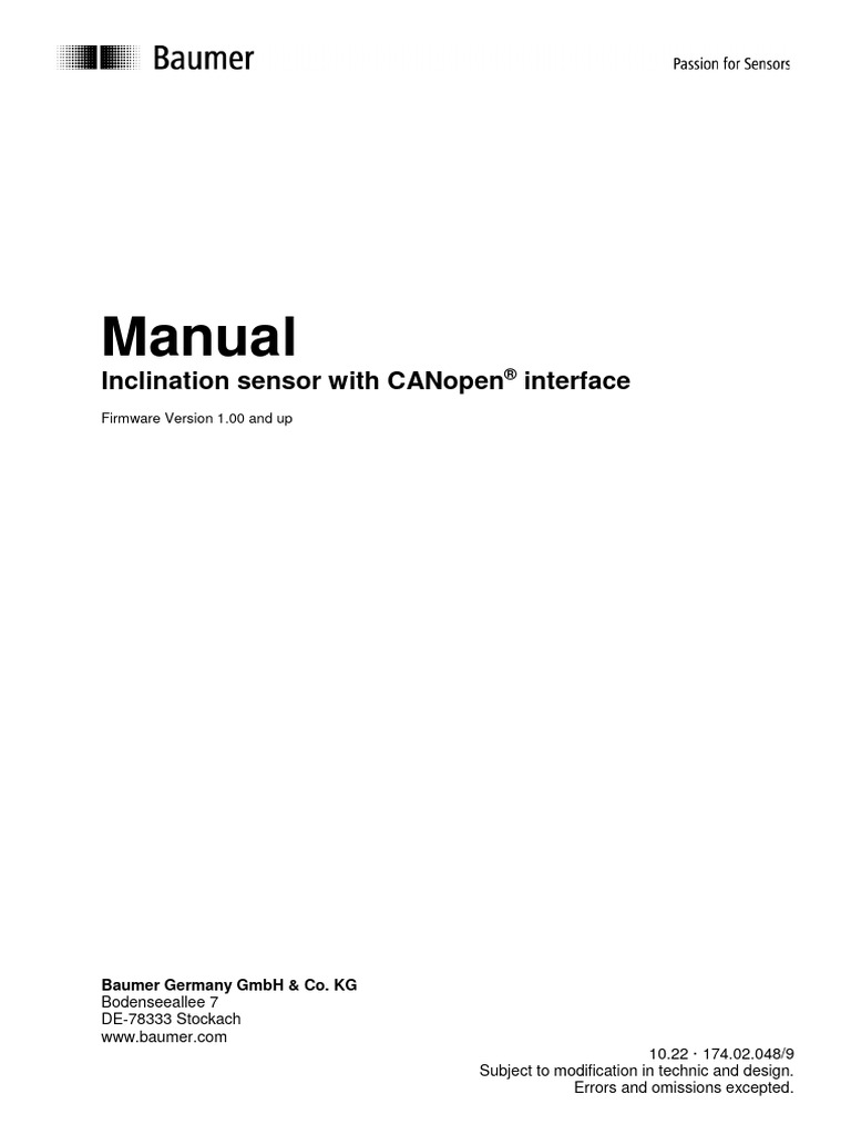 Baumer GNAMG CANopen MA EN | PDF | Data Transmission | Computer Hardware