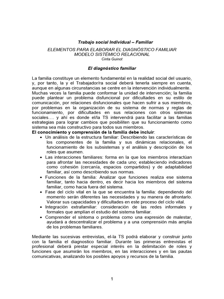 Diagnóstico Familiar Sistémico | PDF | Familia | Trabajo Social