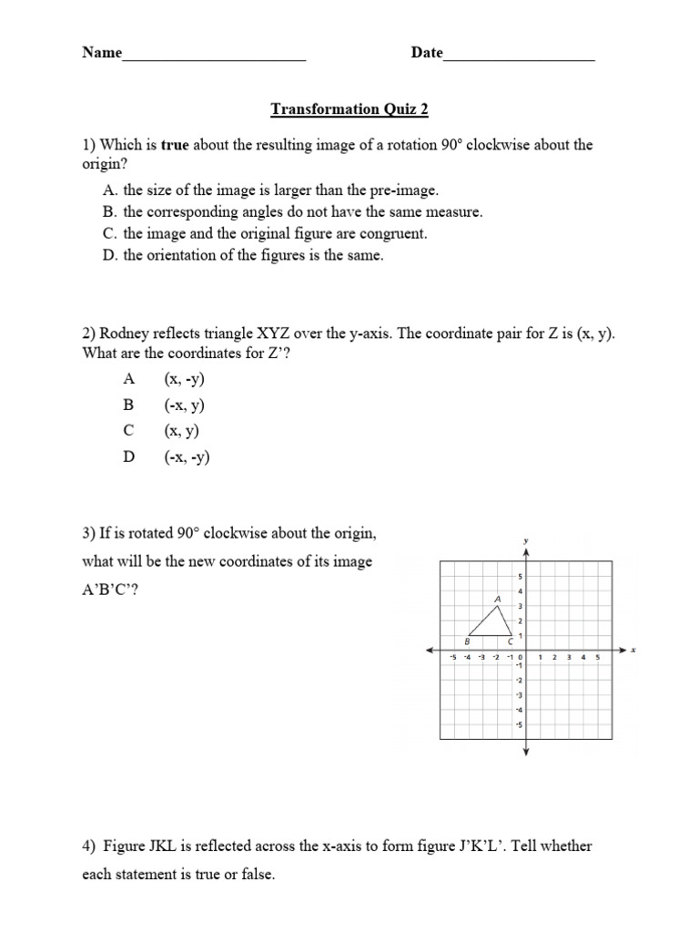 Transformation Quiz 2 Pdf