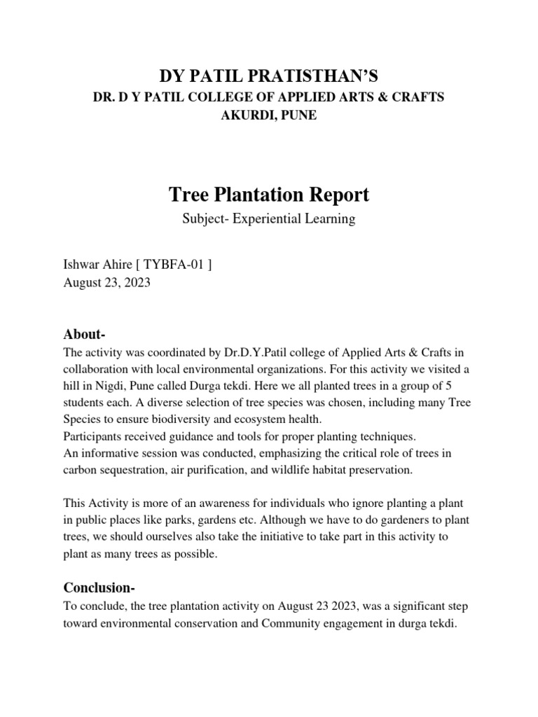 Tree Plantation Report | PDF