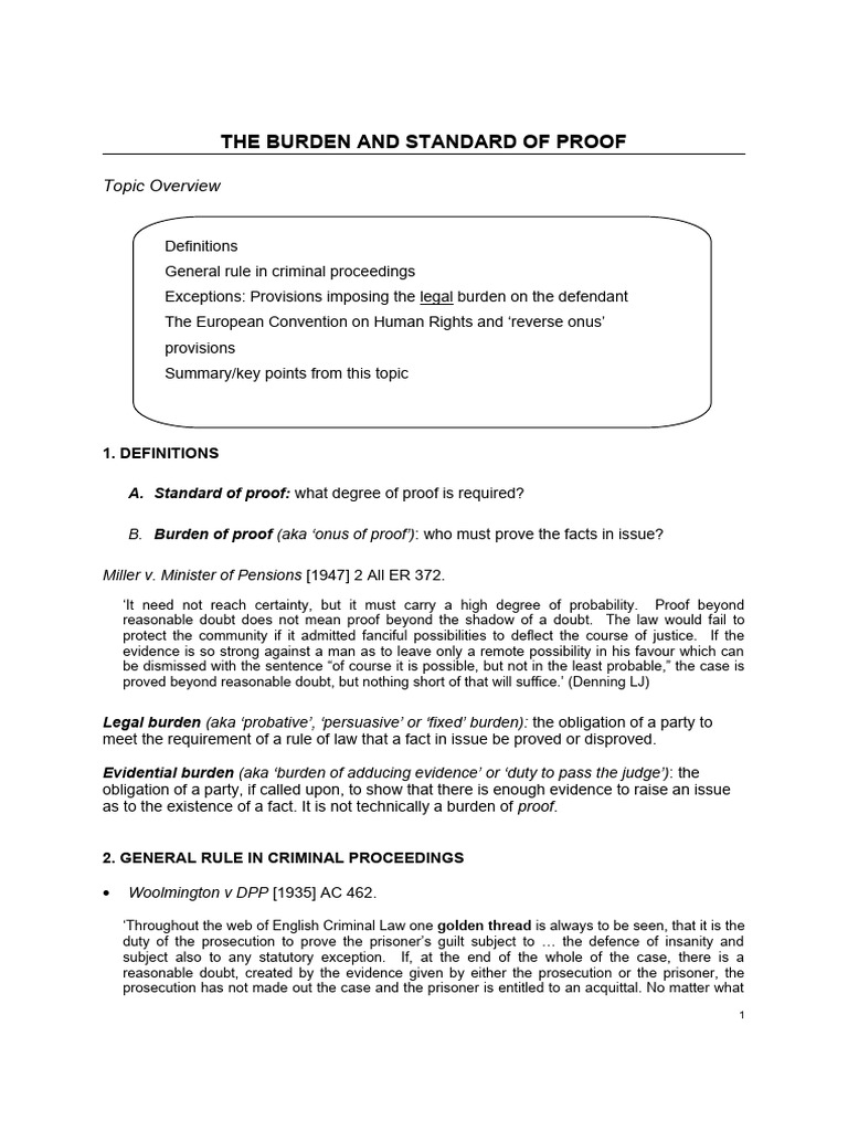 Burden and Standard of Proof Handout-2 | PDF